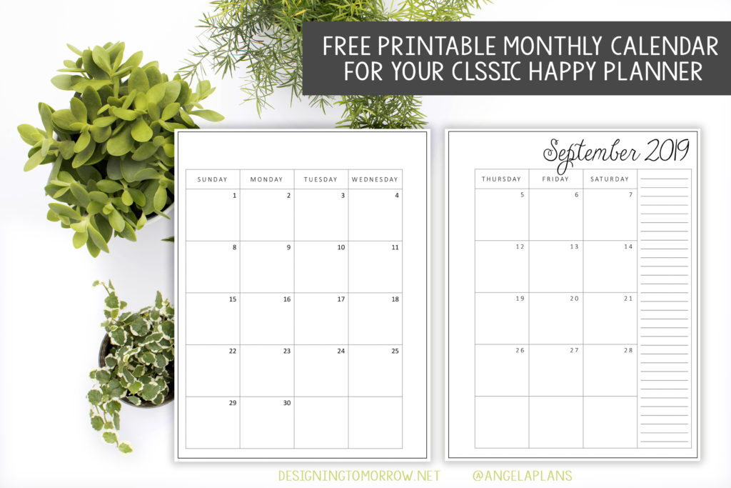 Classic Happy Planner 2019 Monthly Spread Printable Download {Freebie ...